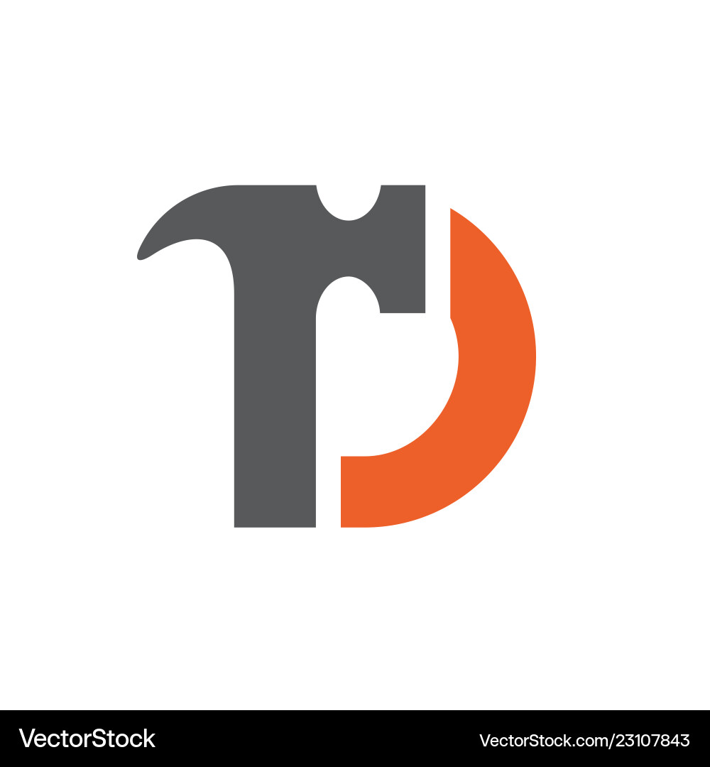 Hammer logo with letter d Royalty Free Vector Image