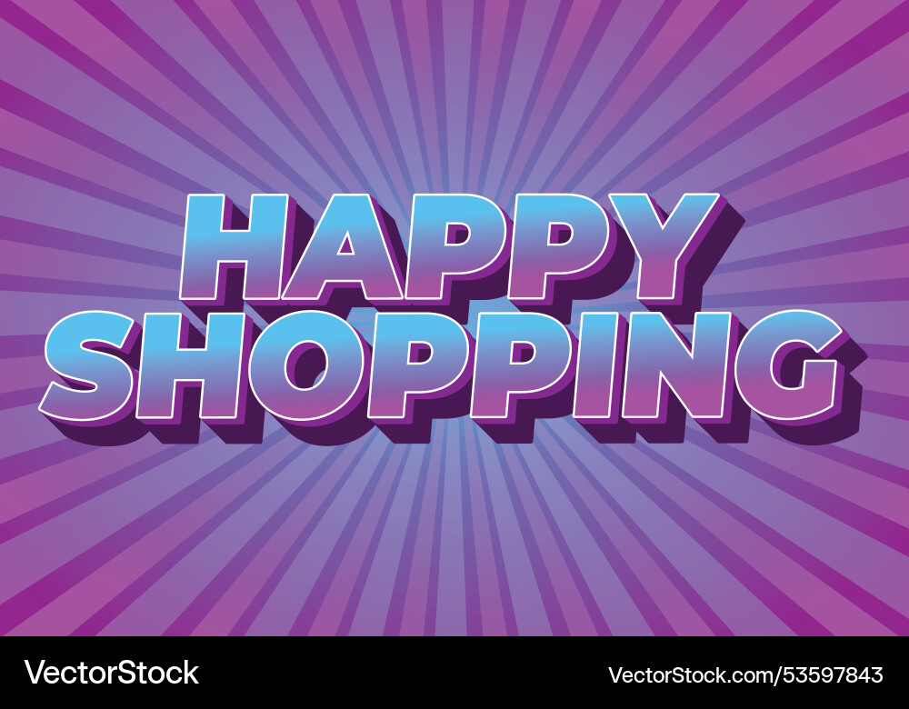 Happy shopping text effect with 3d style Vector Image