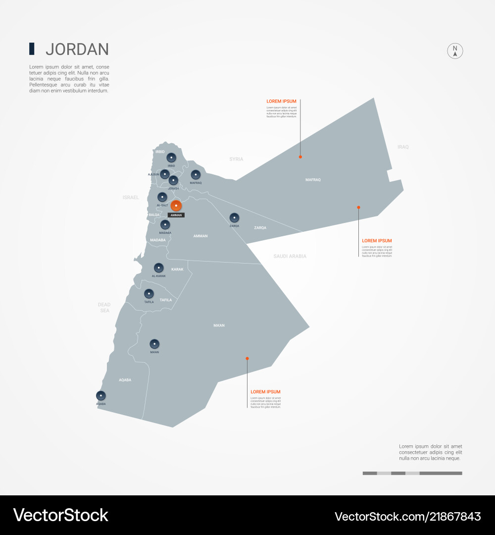 Jordan infographic map Royalty Free Vector Image