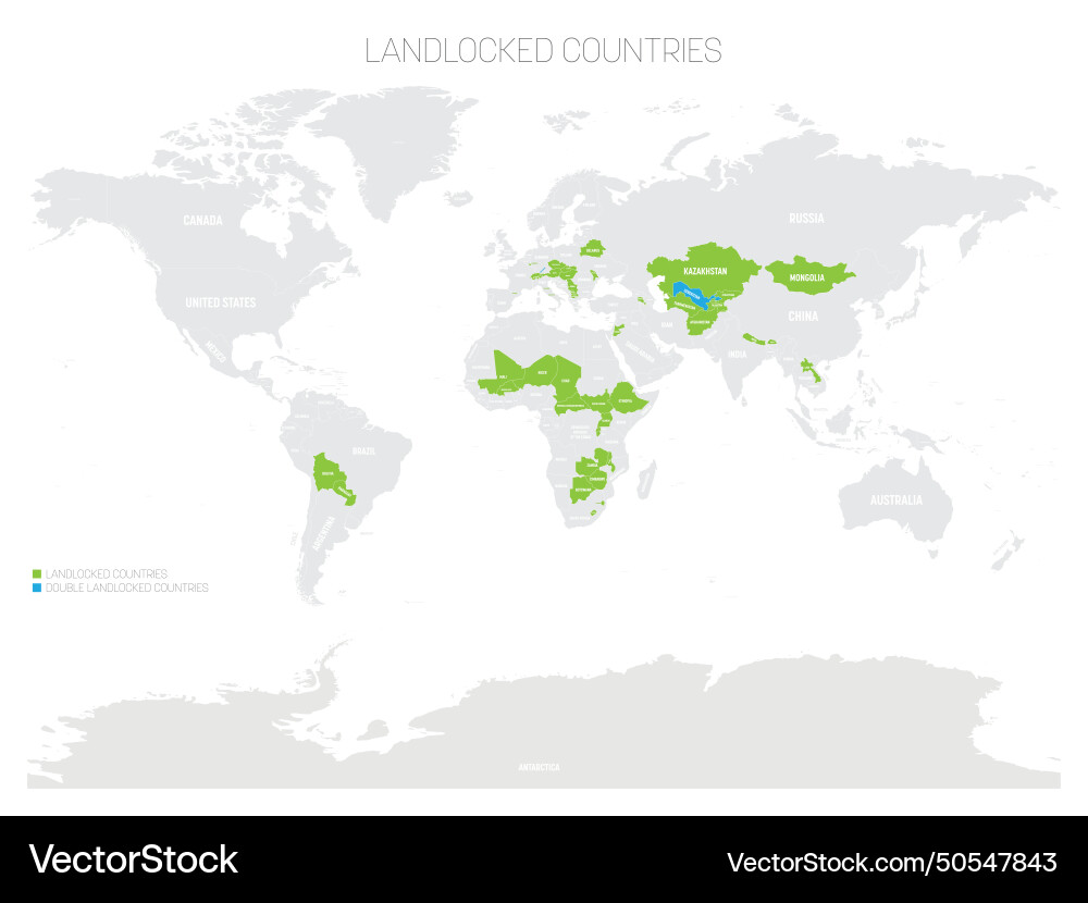 Landlocked countries of world Royalty Free Vector Image