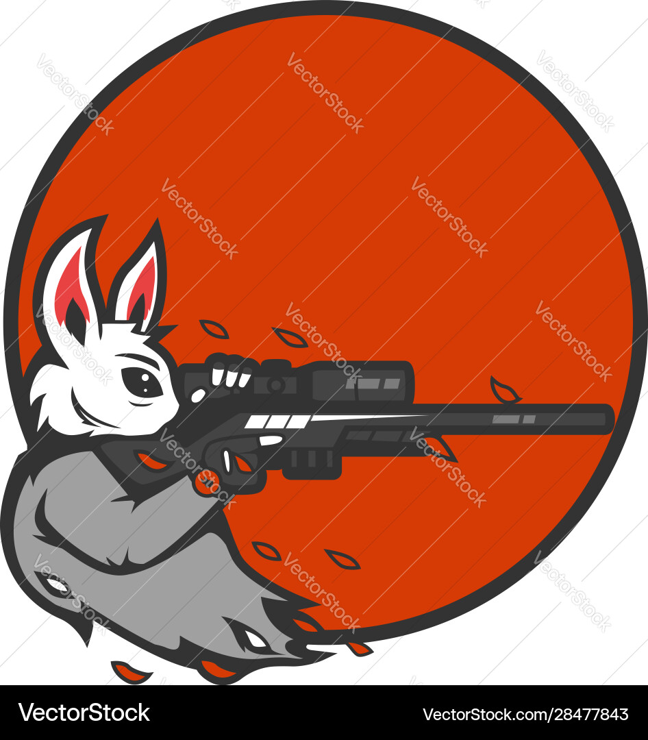 Rabbit marksman sniper aiming logo icon Royalty Free Vector