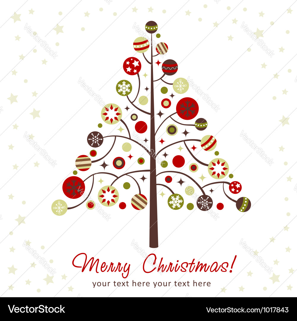 Stylized design christmas tree with xmas toys Vector Image