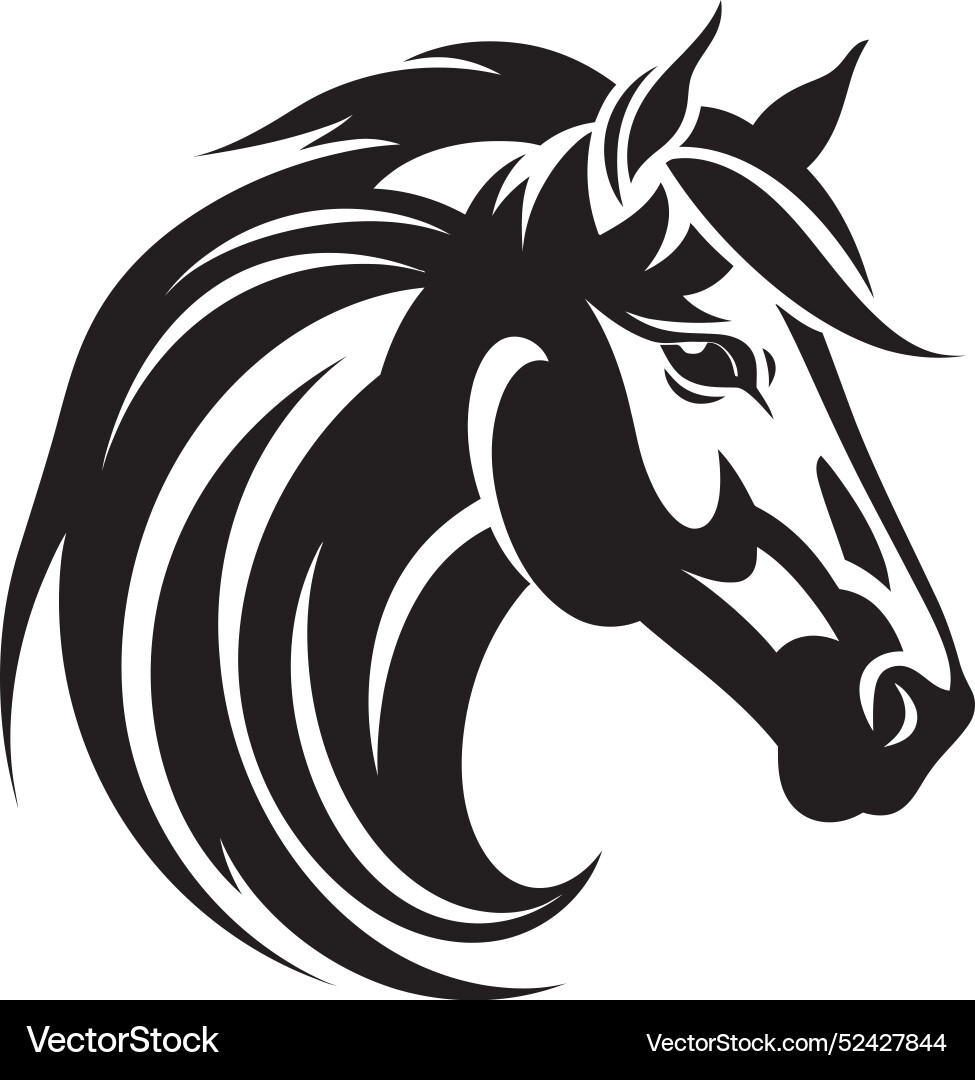 Dynamic stallion monochrome stylesweeping horse Vector Image