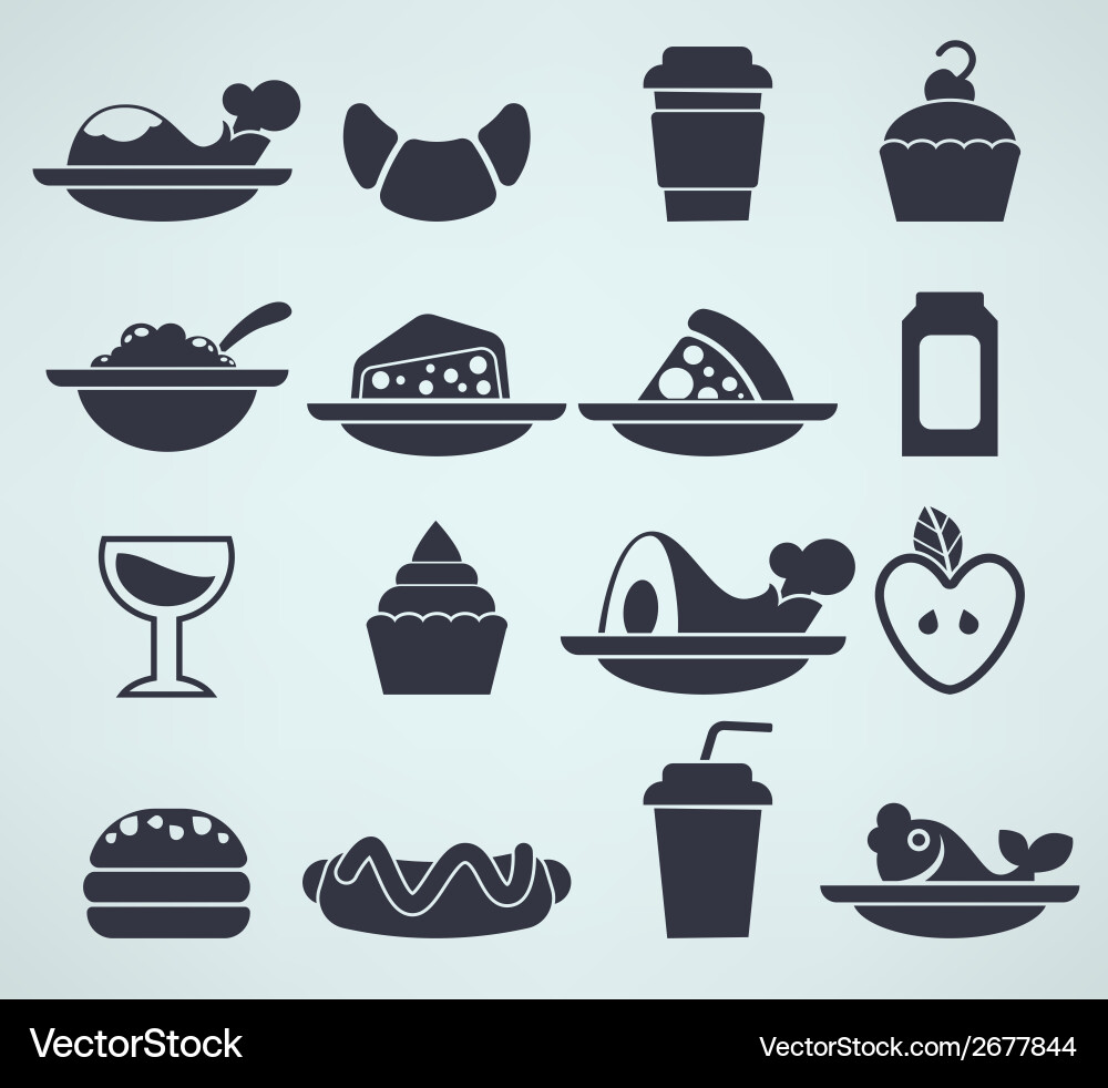 Food silhouettes Royalty Free Vector Image - VectorStock