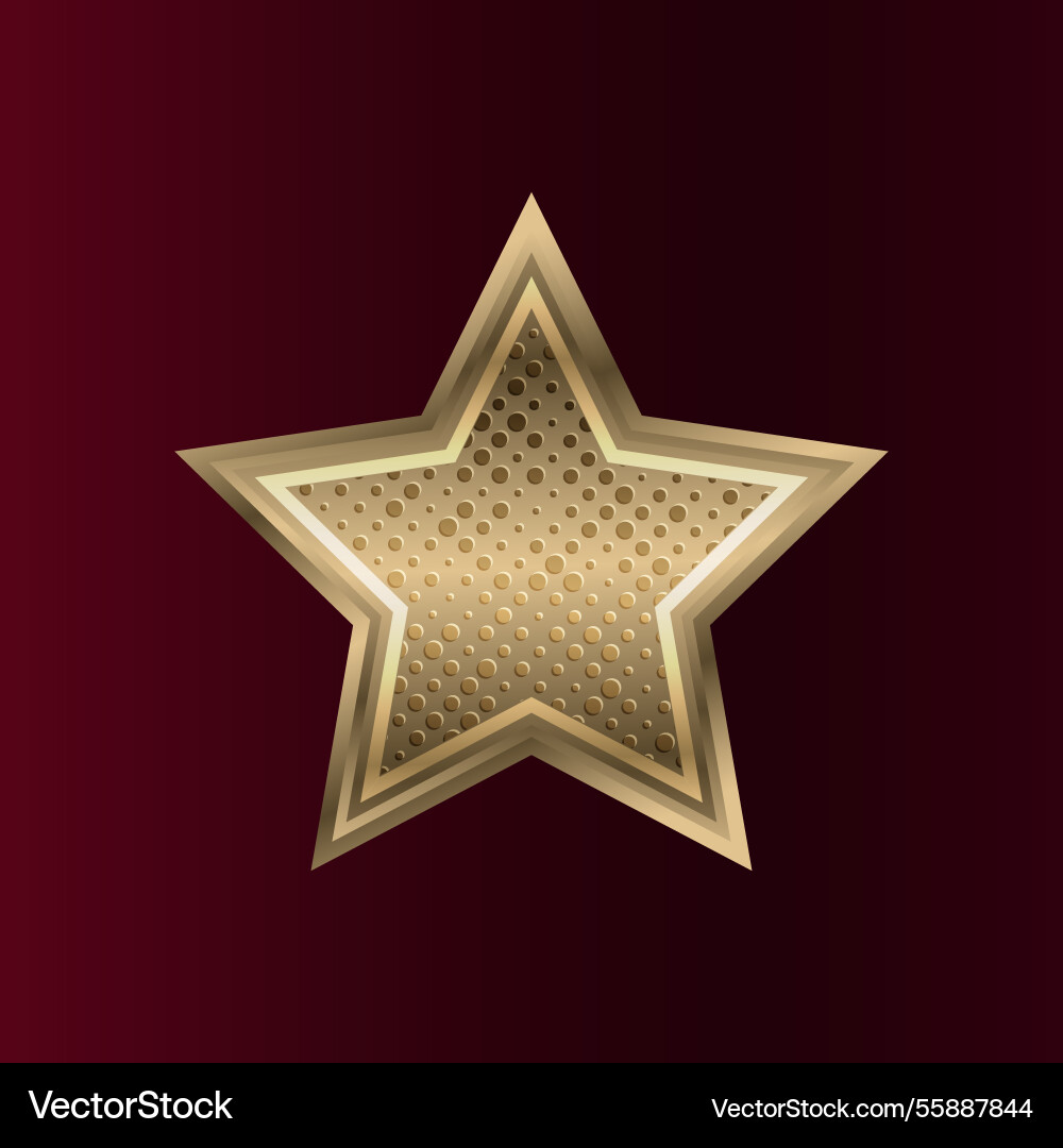 Golden star emblem on a festive dark background Vector Image