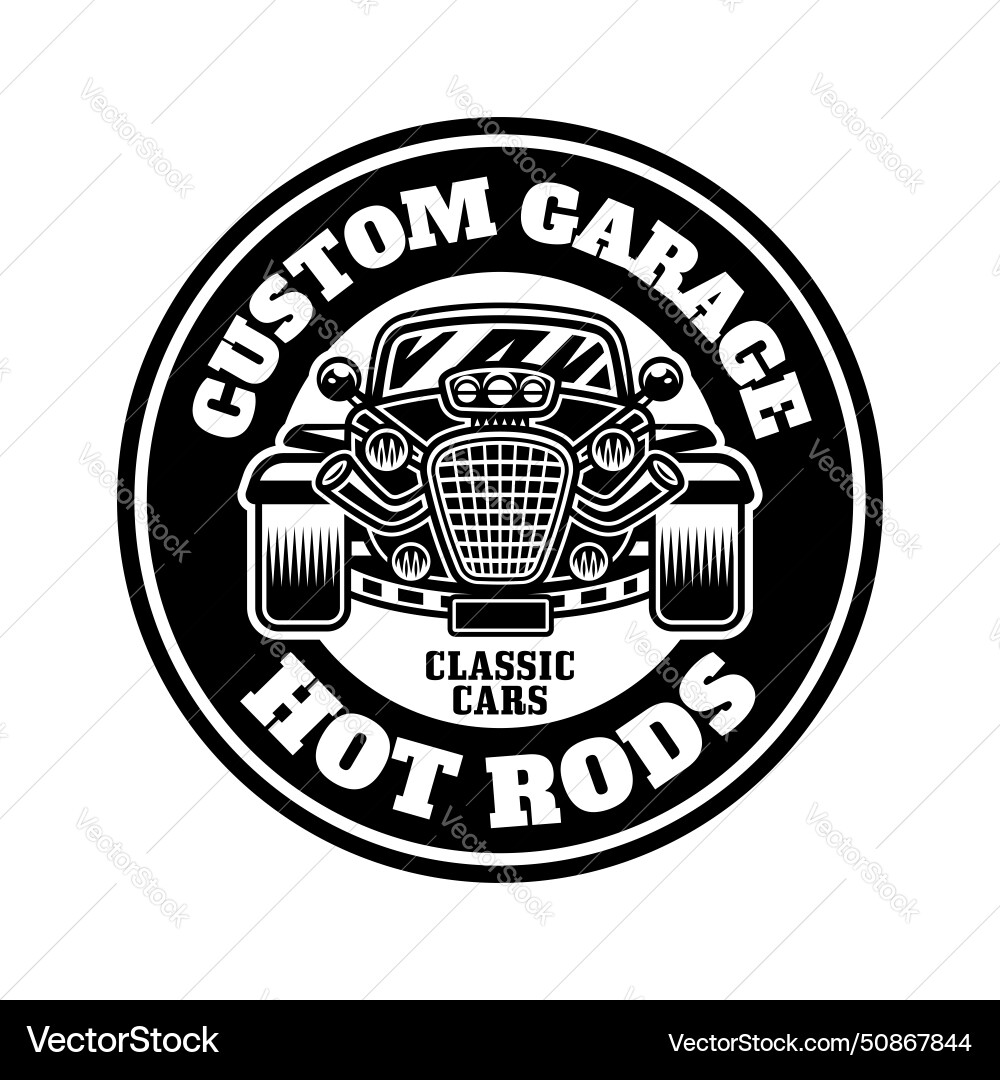 Hot rod emblem label badge or print Royalty Free Vector
