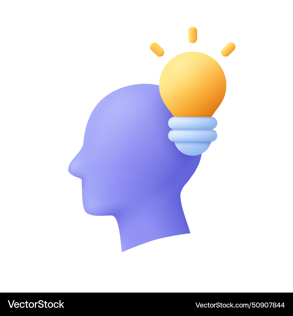 Human head profile with light bulb idea Royalty Free Vector