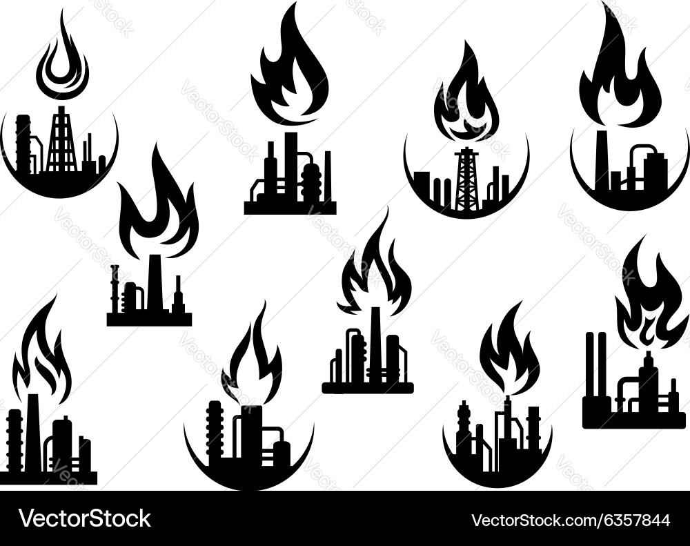 Industrial Flare Stack Icons Royalty Free Vector Image