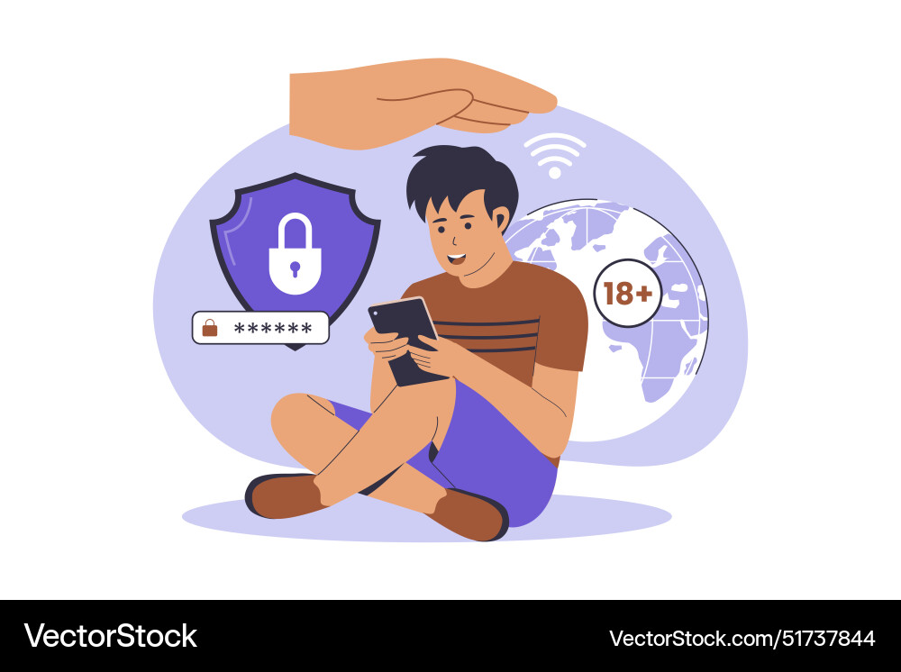 Kids internet control concept Royalty Free Vector Image