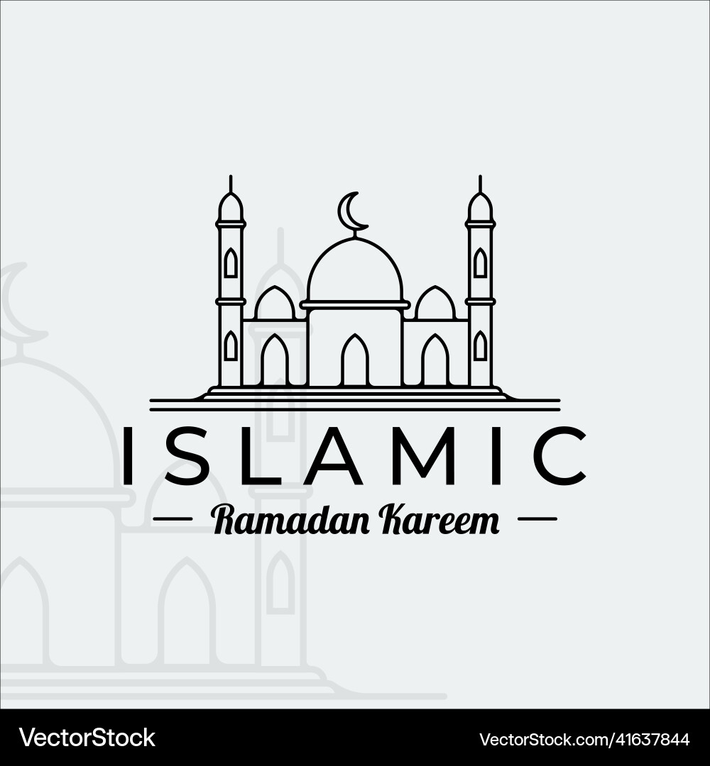Mosque islamic logo line art simple minimalist Vector Image