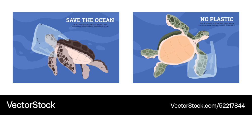 Ocean conservation awareness posters set Vector Image