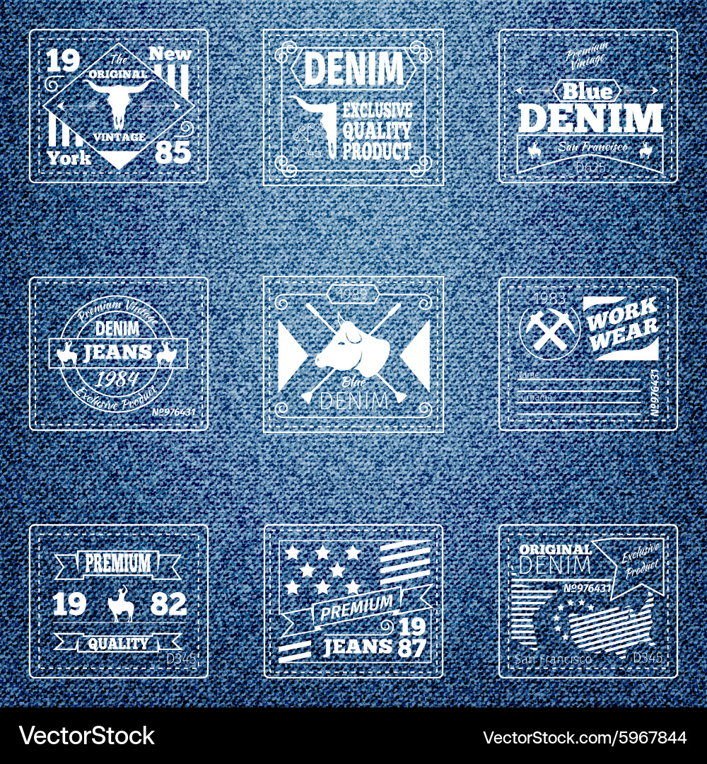 Original authentic denim jeans labels Royalty Free Vector
