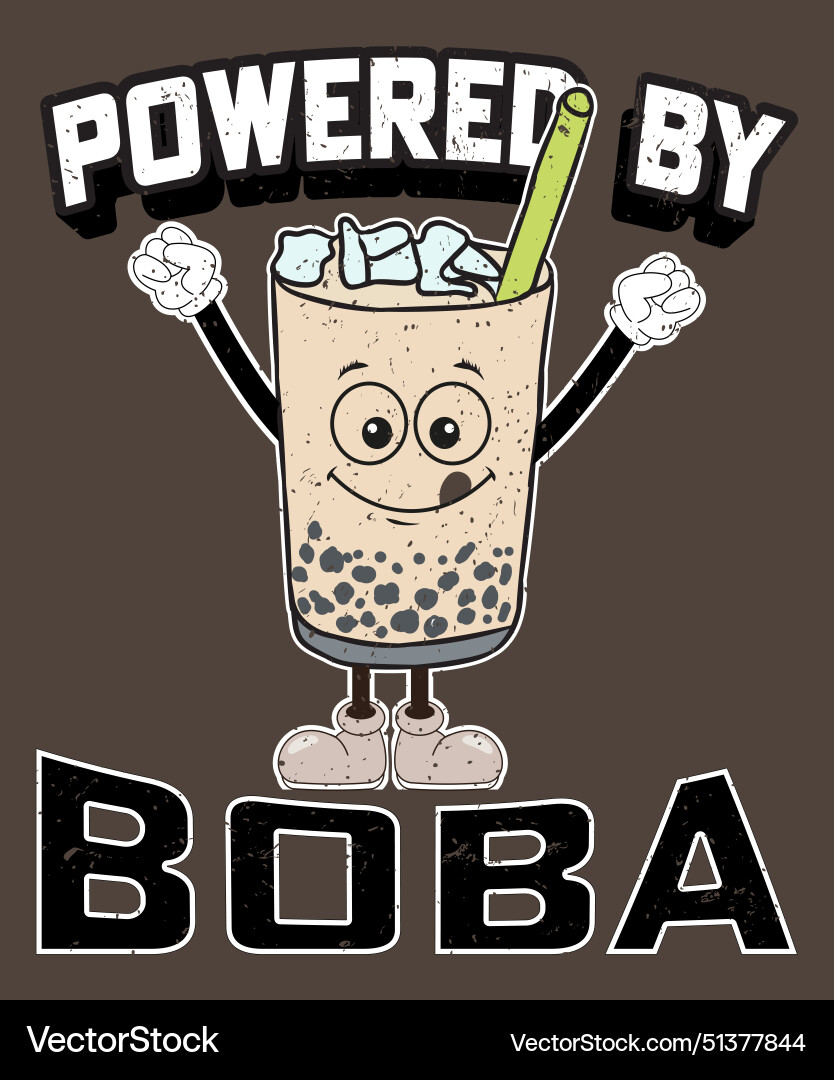 Powered by boba typography design tea glass Vector Image