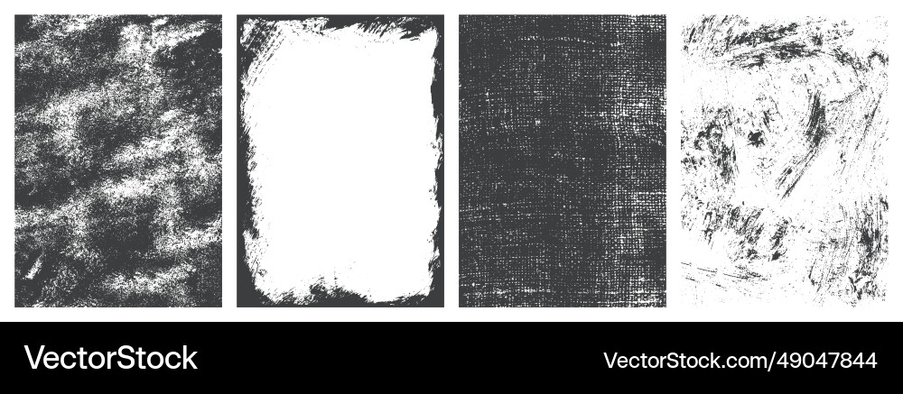 Scratched textures monochrome set poster Vector Image