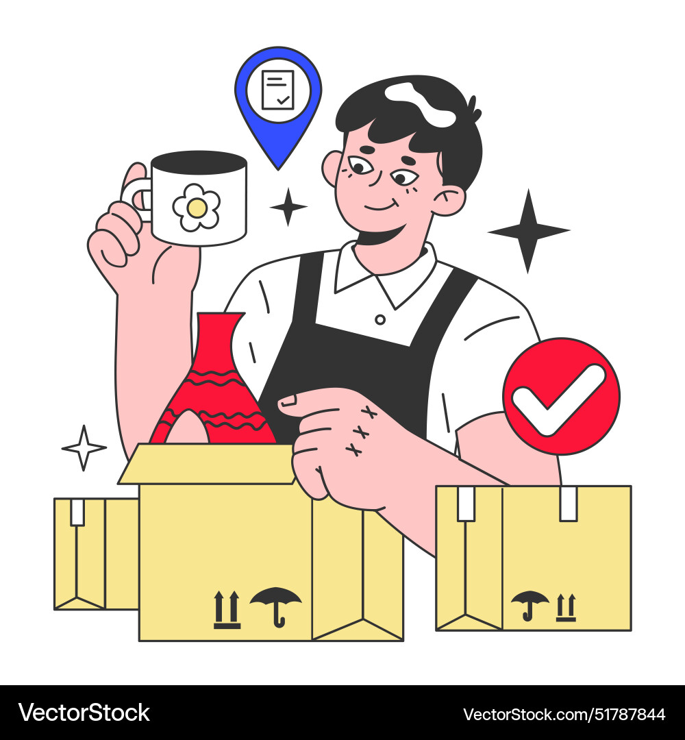 Small online business employee pack and prepare Vector Image