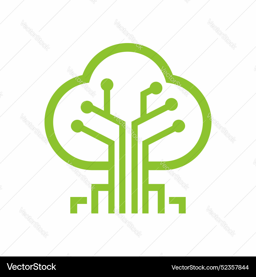 Tree tech logo template Royalty Free Vector Image