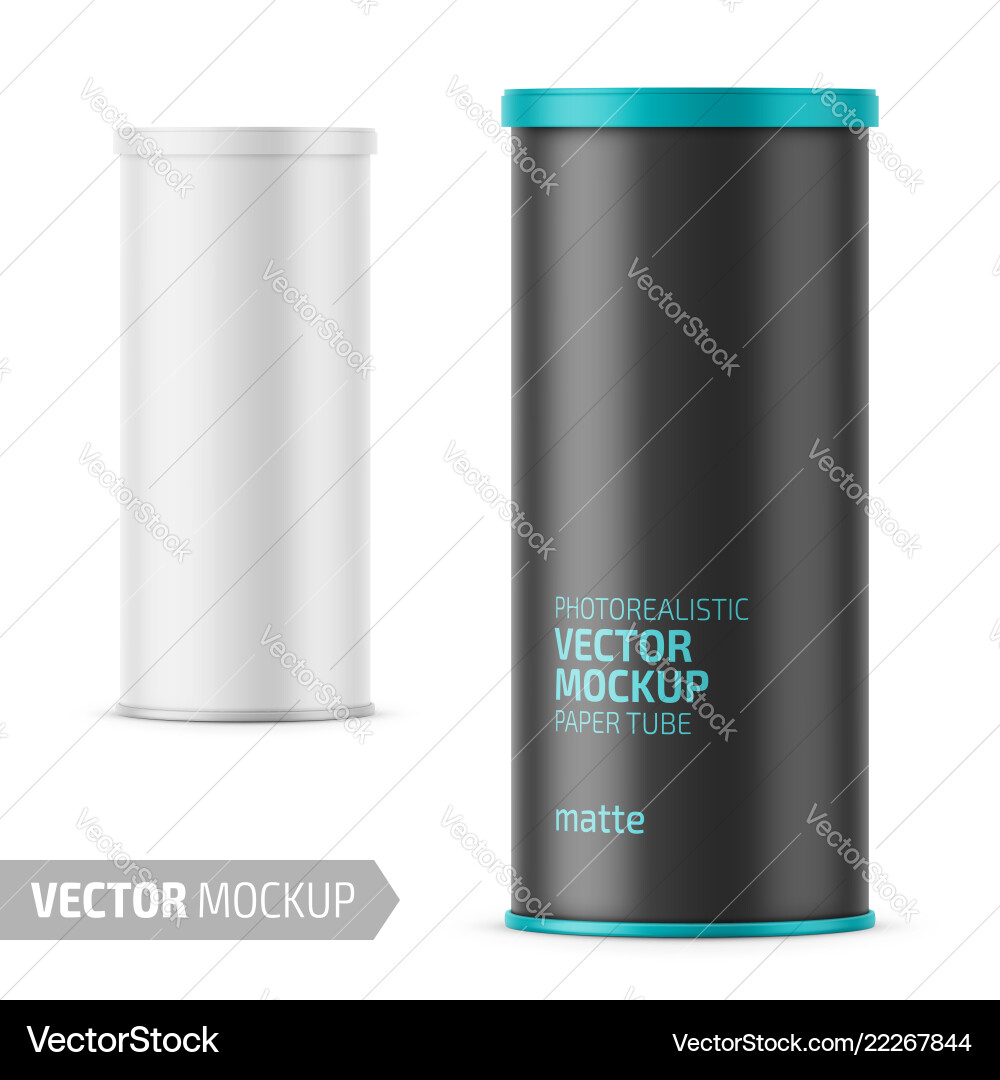 White matte paper tube with plastic lid Royalty Free Vector