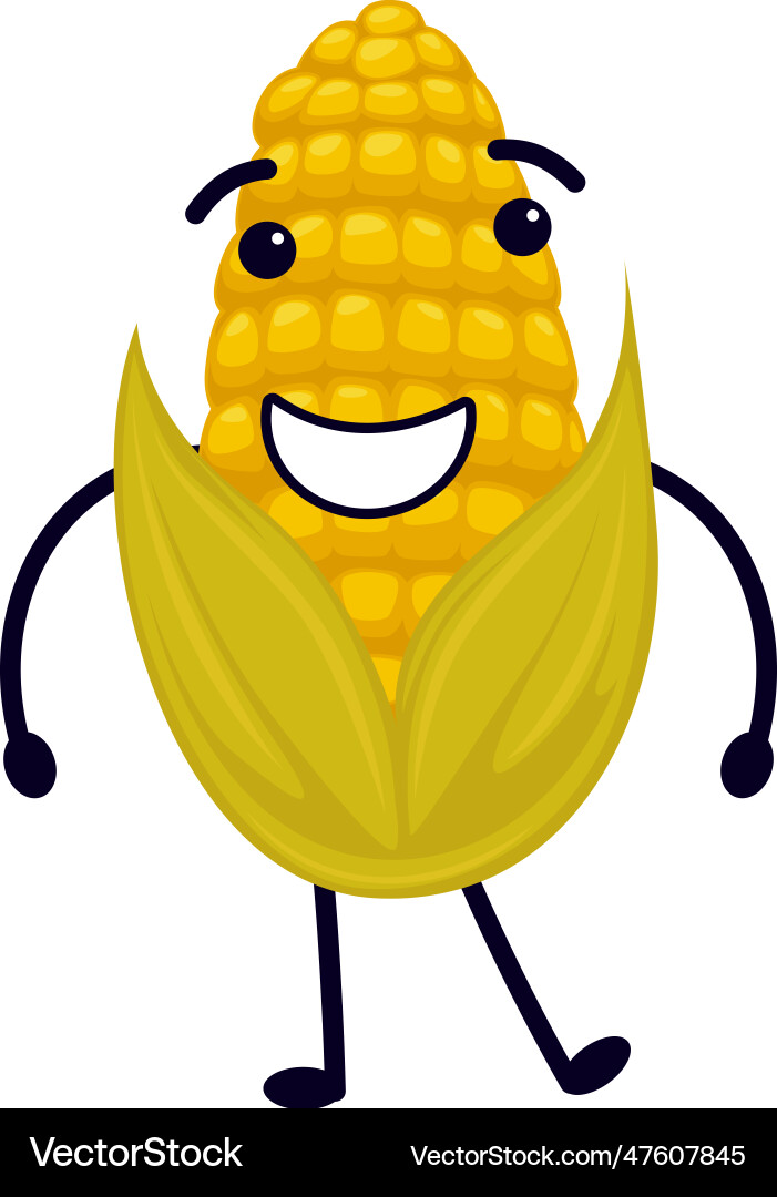 Funny corn character cartoon vegetable personage Vector Image