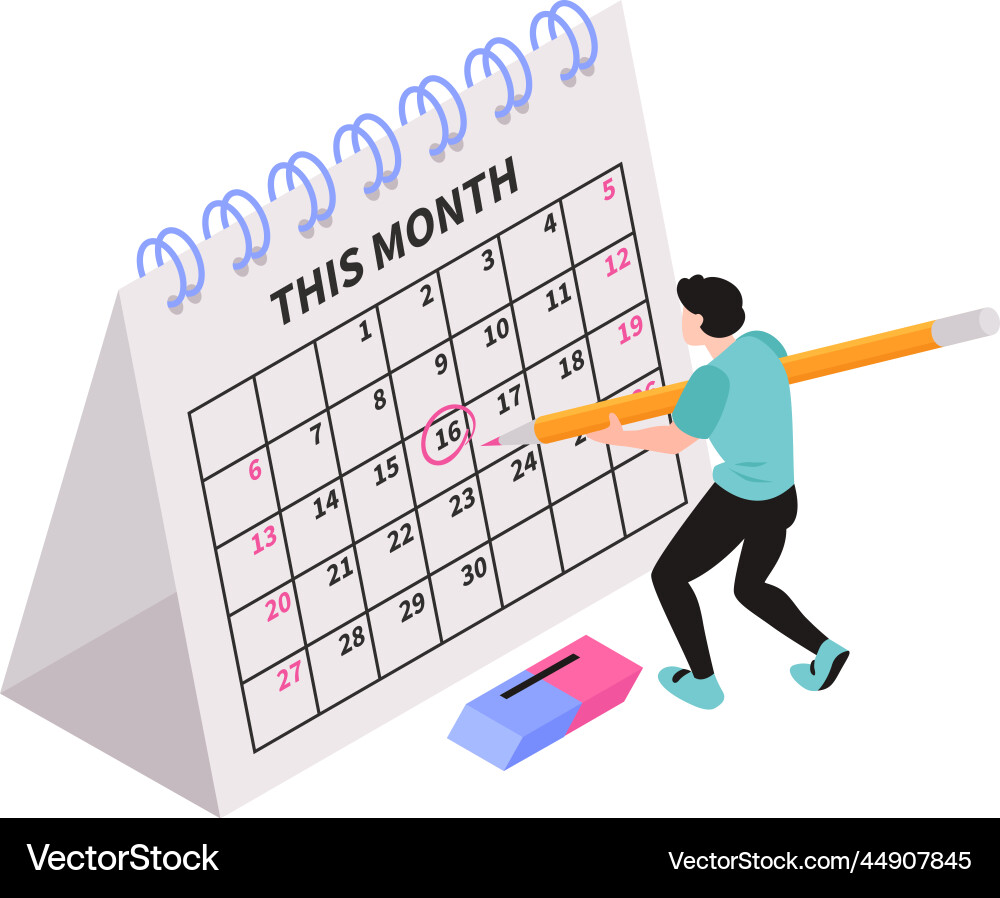 Isometric accounting calendar composition Vector Image