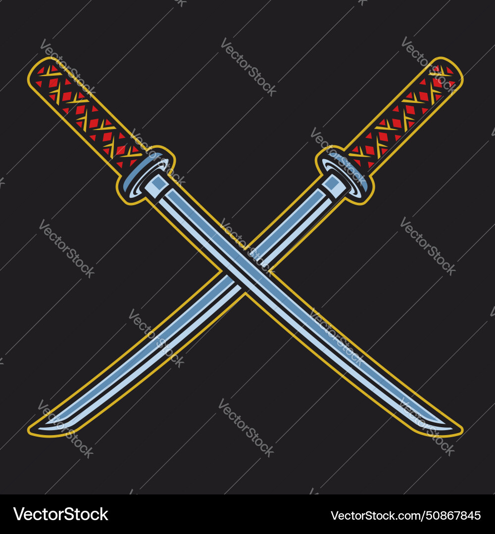 Katana two crossed swords object or element Vector Image