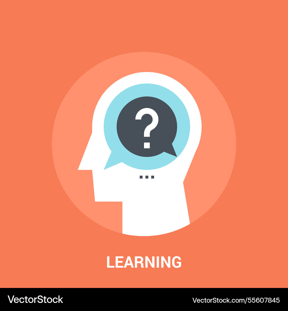 Learning flat icon design concept Royalty Free Vector Image