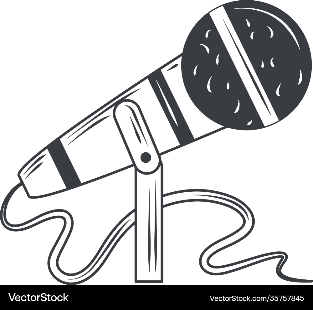 Microphone audio music sketch style design Vector Image