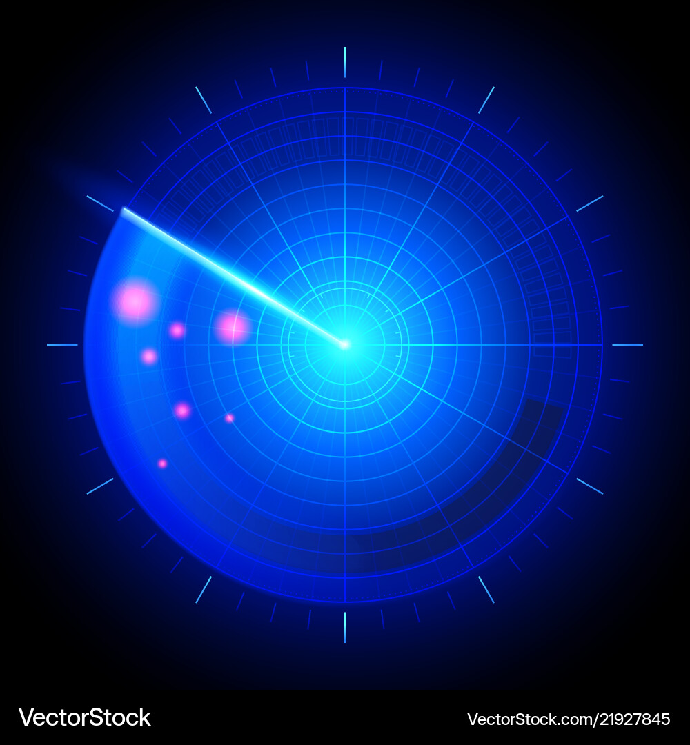 Realistic military search system radar with target