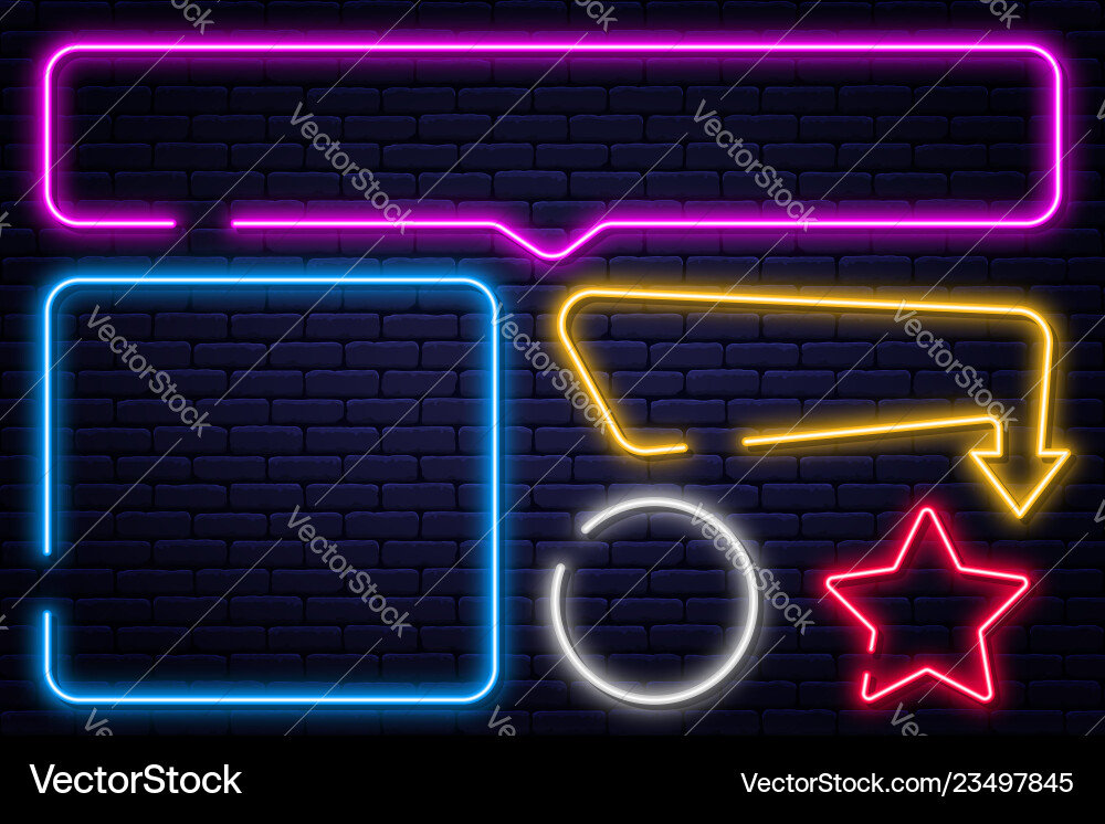 Light Bulbs Vintage Neon Glow Circle Frame Blue Vector Images (84)