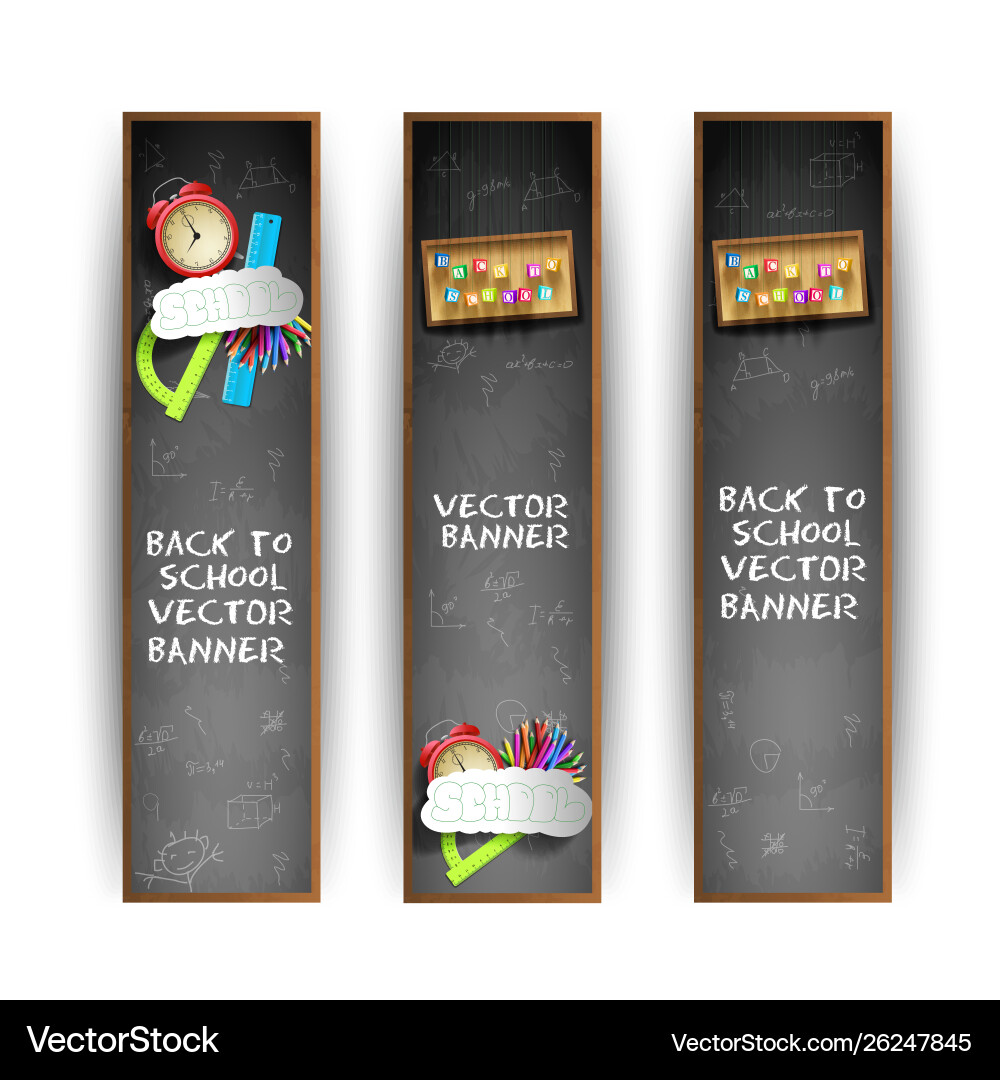 Three vertical school banner set Royalty Free Vector Image