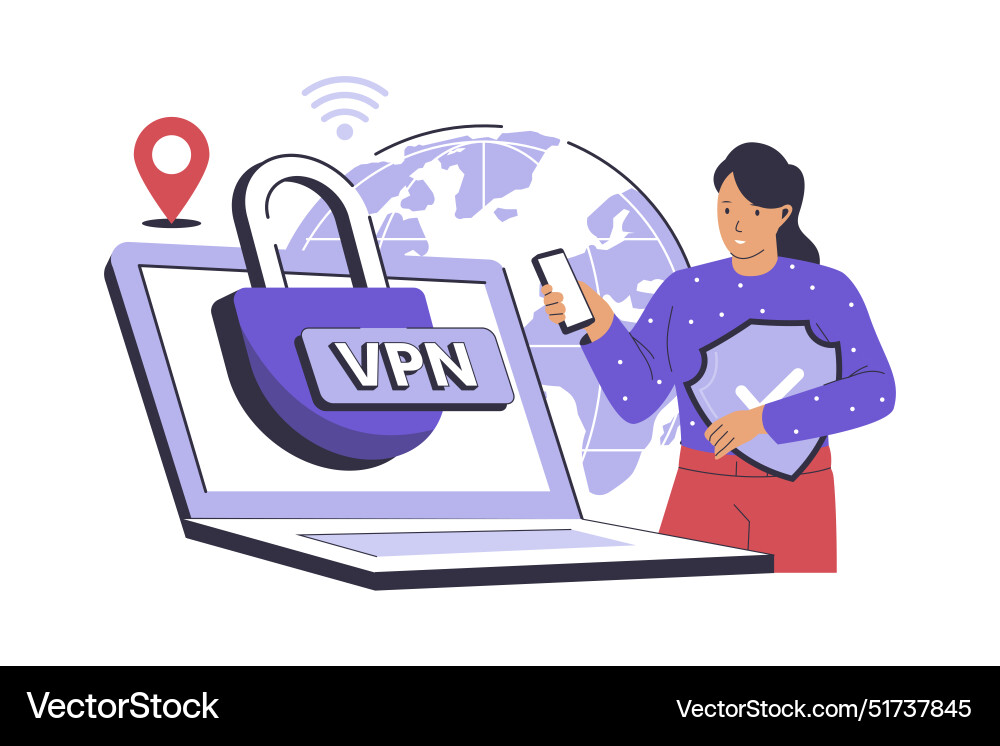 Vpn service concept Royalty Free Vector Image - VectorStock