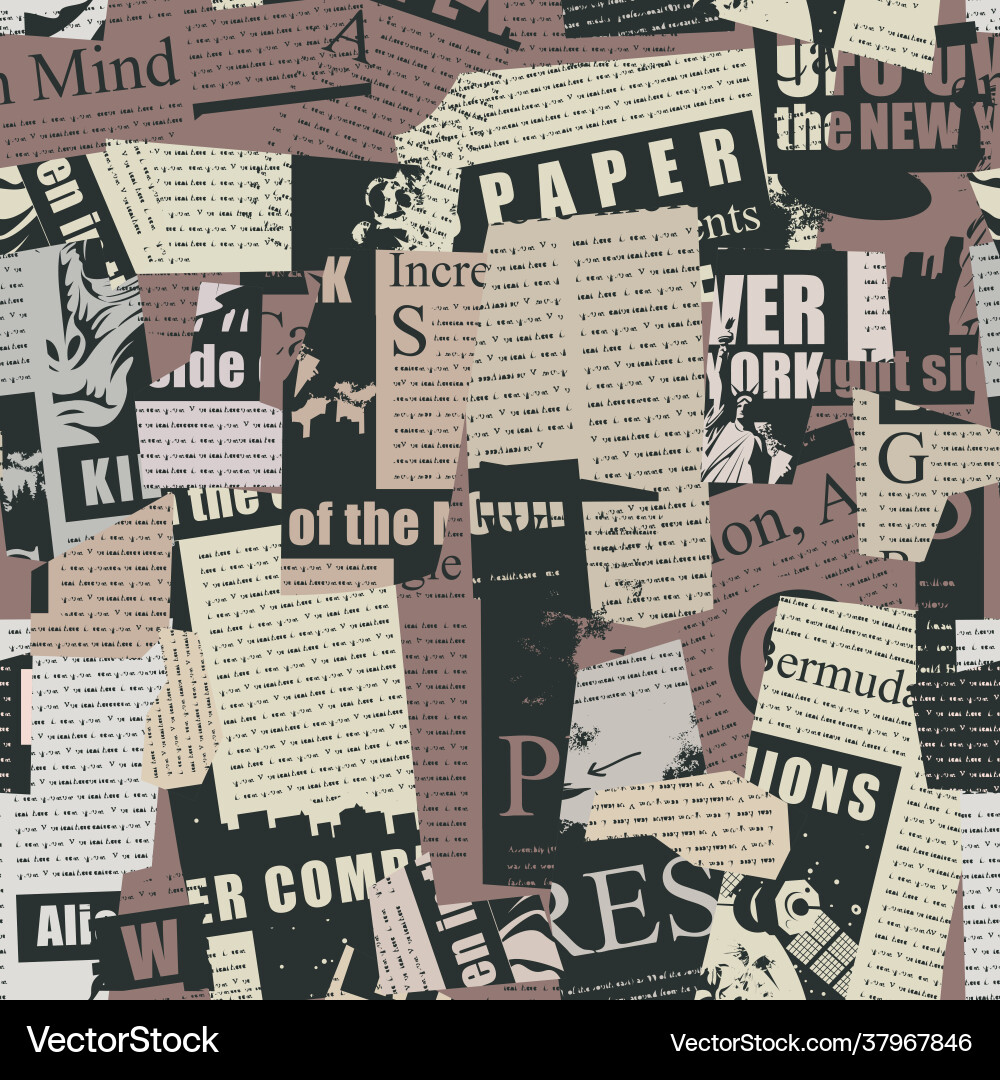 Abstract seamless pattern on a newspaper theme Vector Image