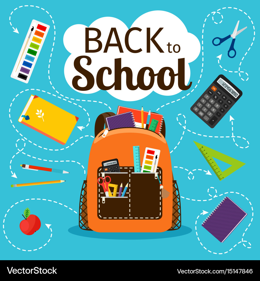 Back to school poster with backpack Royalty Free Vector