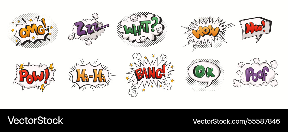 Comic style pop art speech bubbles Royalty Free Vector Image