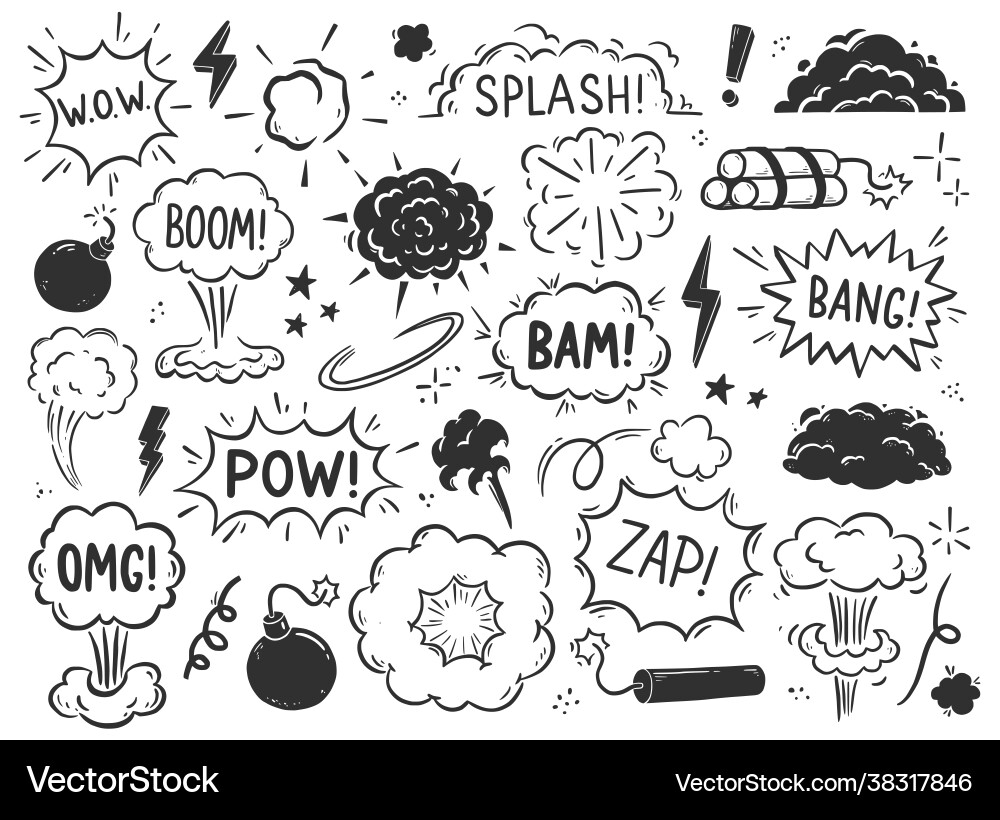 Hand drawn explosion bomb element Royalty Free Vector Image