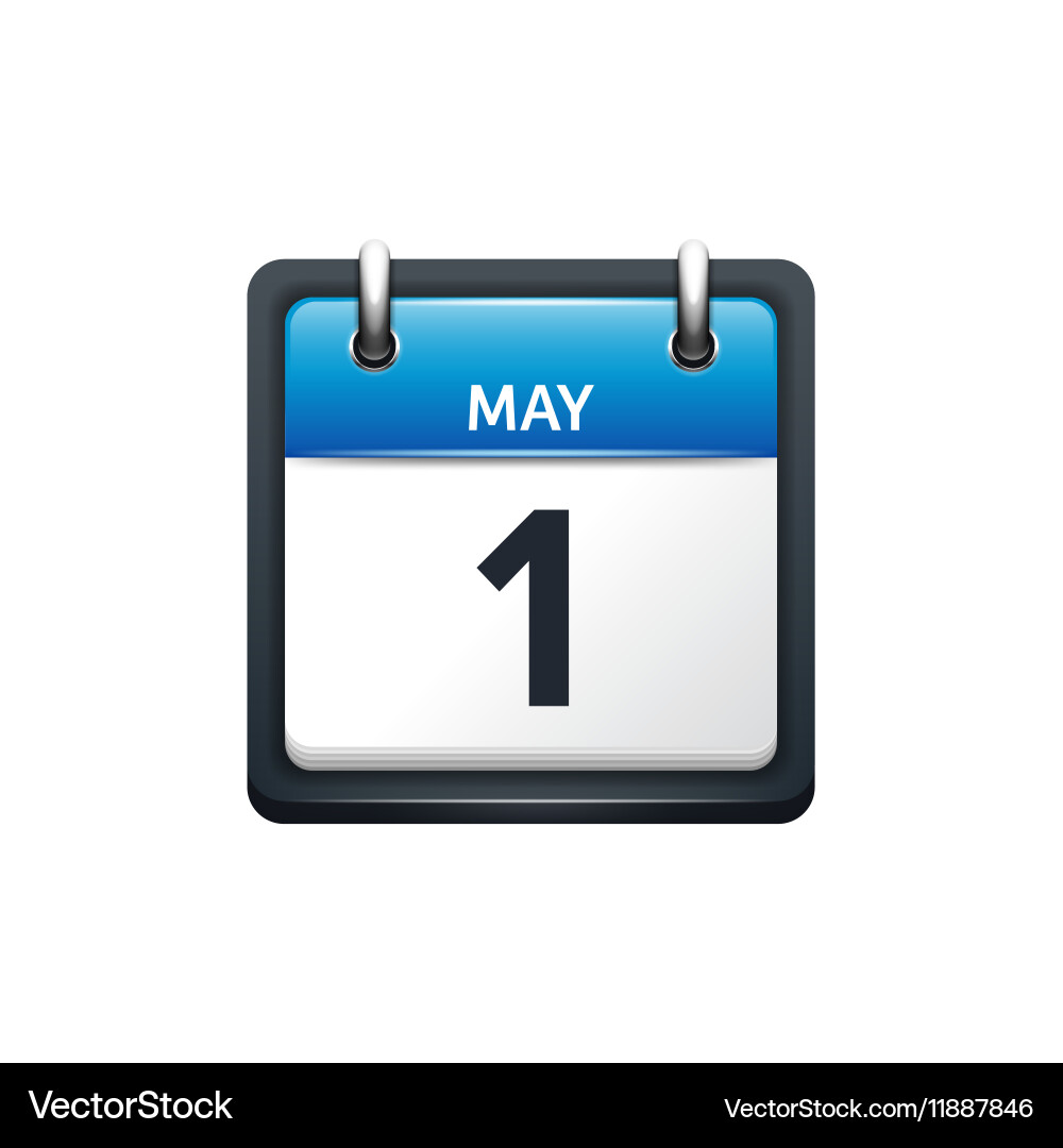 May 1 calendar icon flat Royalty Free Vector Image