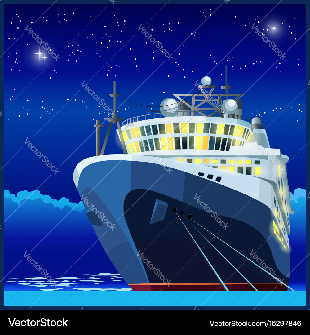 Ocean liner at night Royalty Free Vector Image