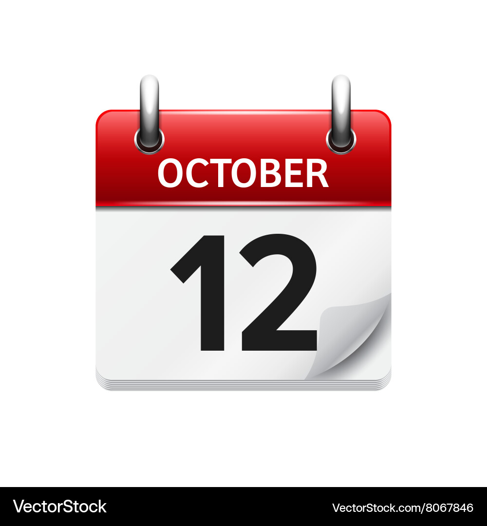October 12 flat daily calendar icon date Vector Image