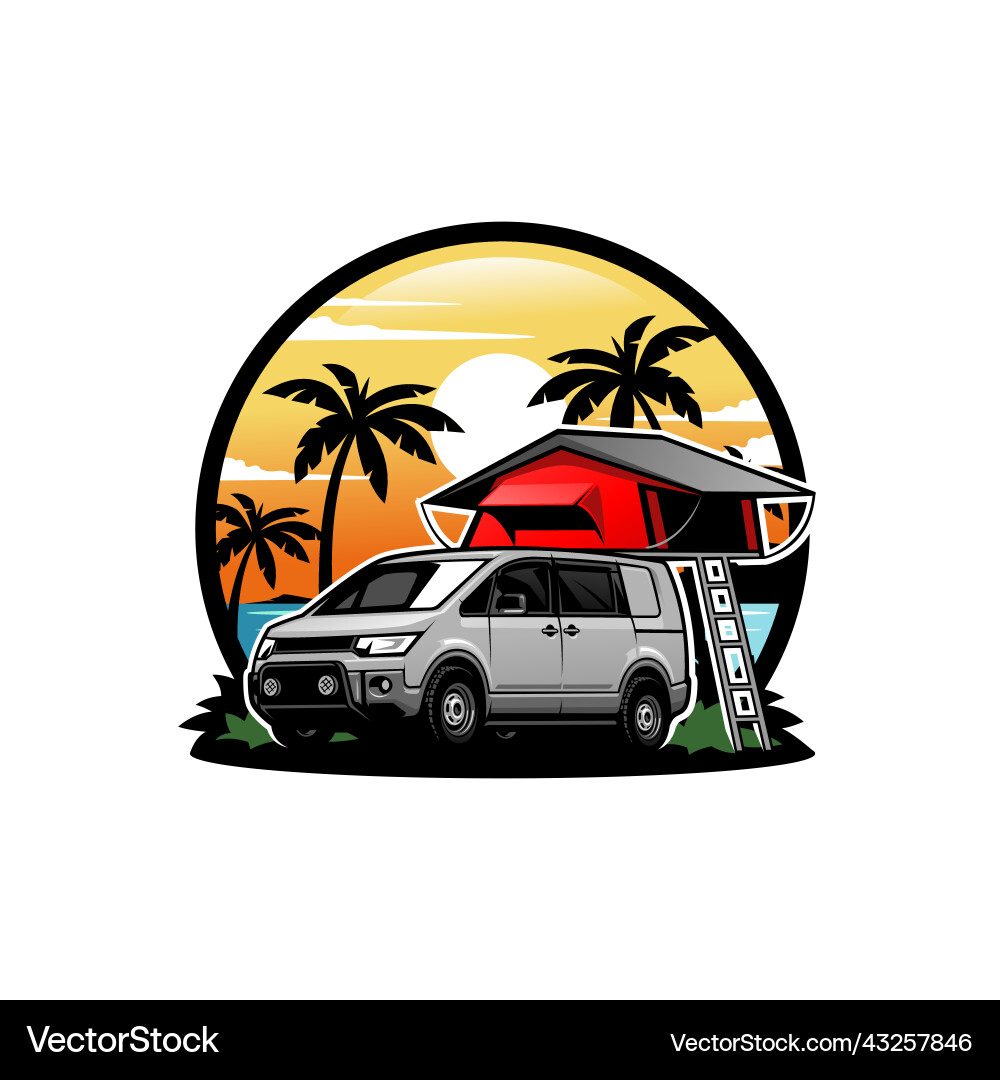 Suv travel and camper van car Royalty Free Vector Image