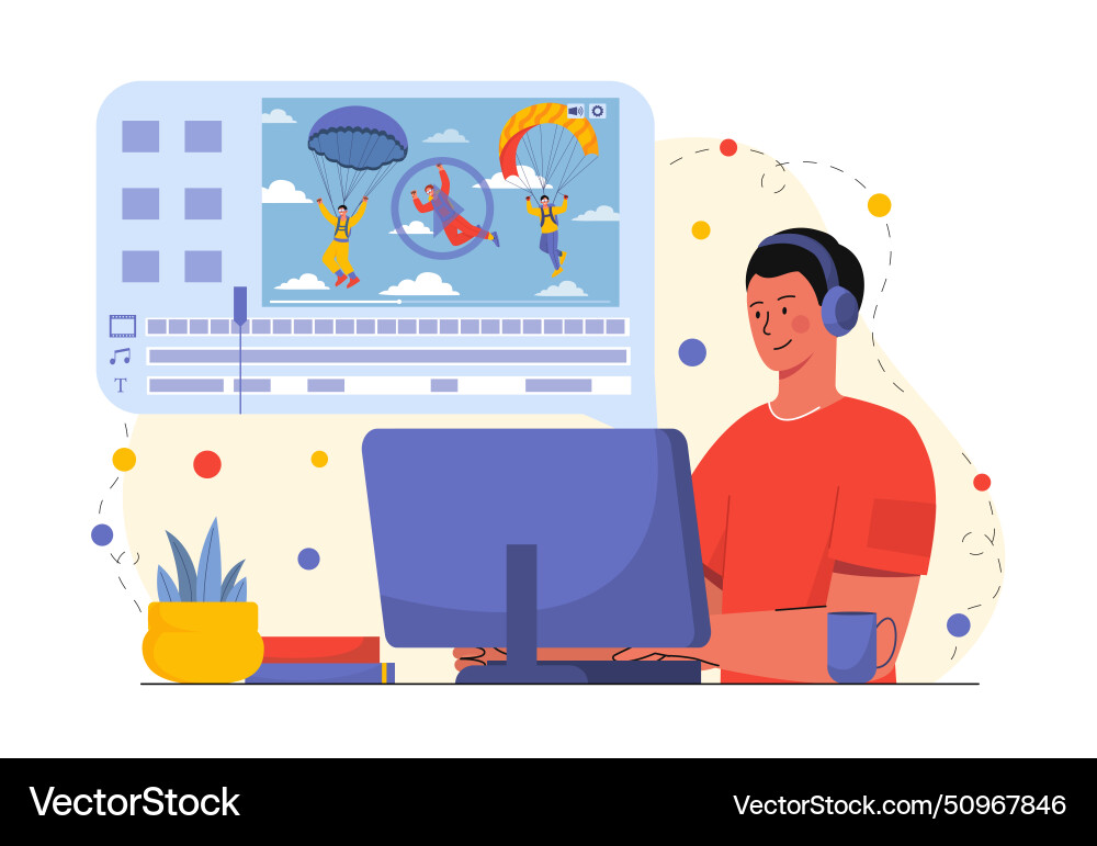 Video editor man Royalty Free Vector Image - VectorStock