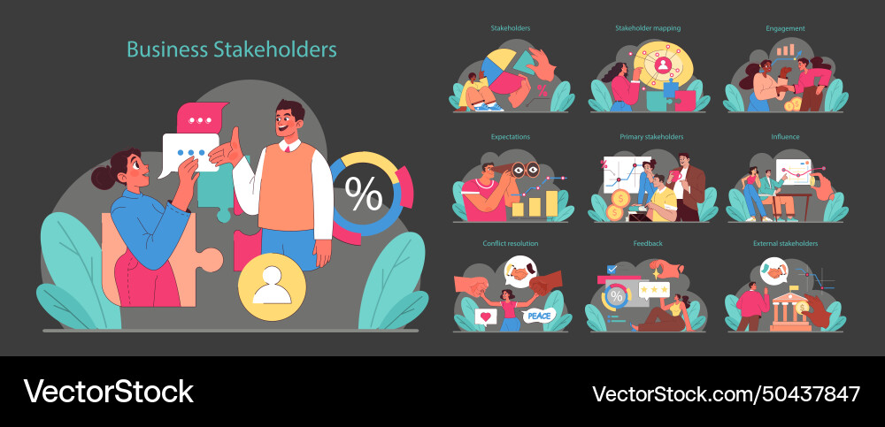Business stakeholders set diverse group Royalty Free Vector Business stakeholders set diverse group Royalty Free Vector