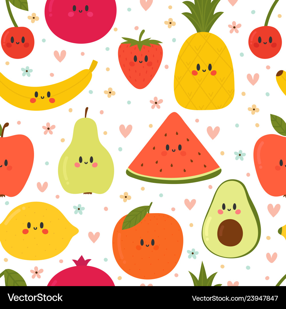Cartoon Fruit Seamless Pattern Royalty Free Vector Image