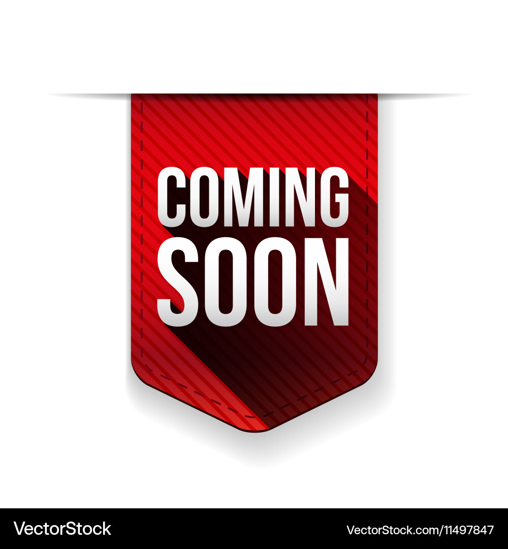 Coming soon red ribbon Royalty Free Vector Image