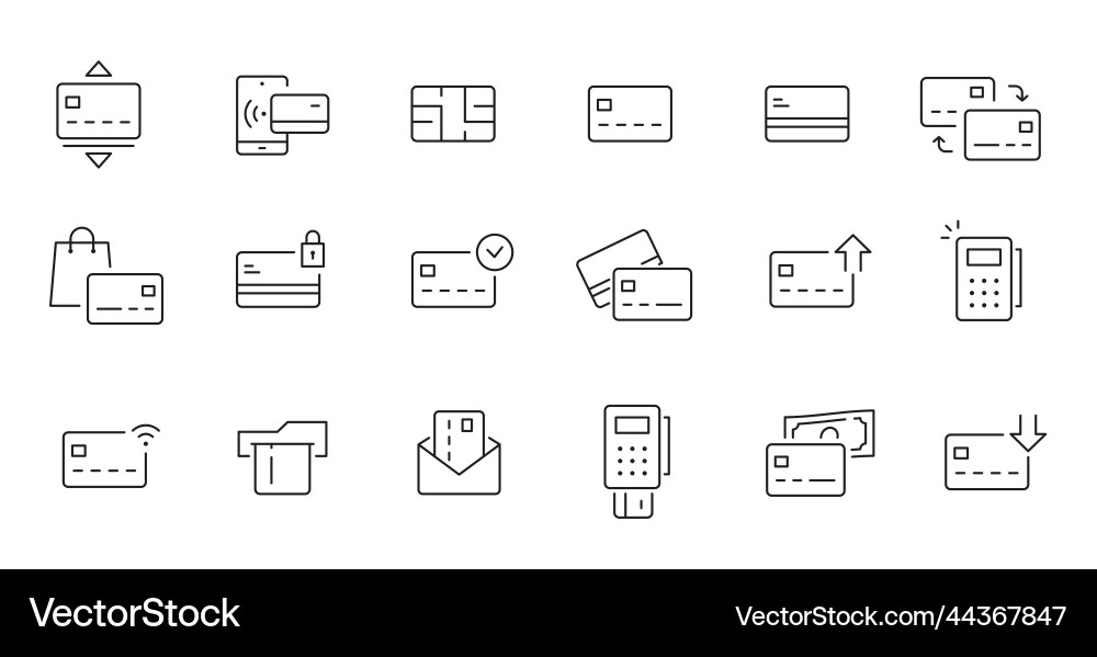 Credit card line icon set payment Royalty Free Vector Image