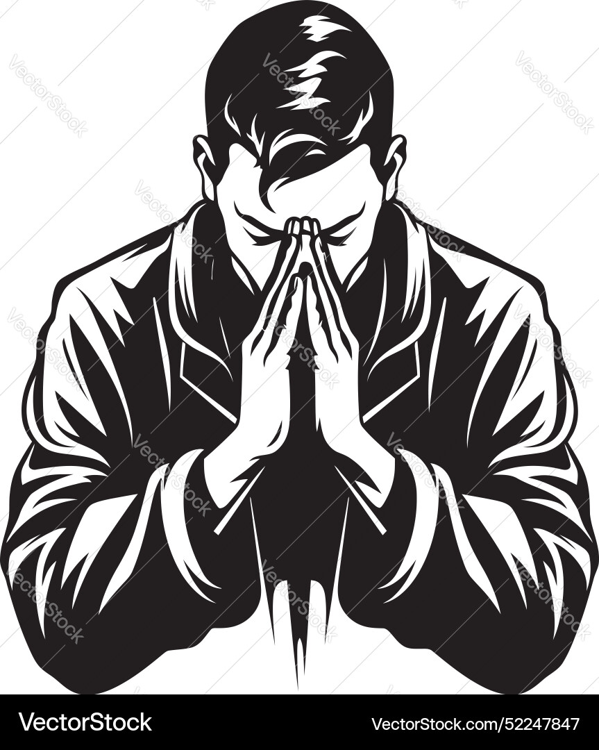 Devotional elegance logo of praying hands Vector Image