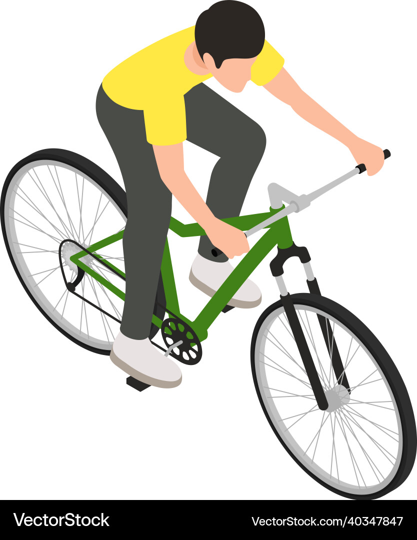 Guy rides bike composition Royalty Free Vector Image