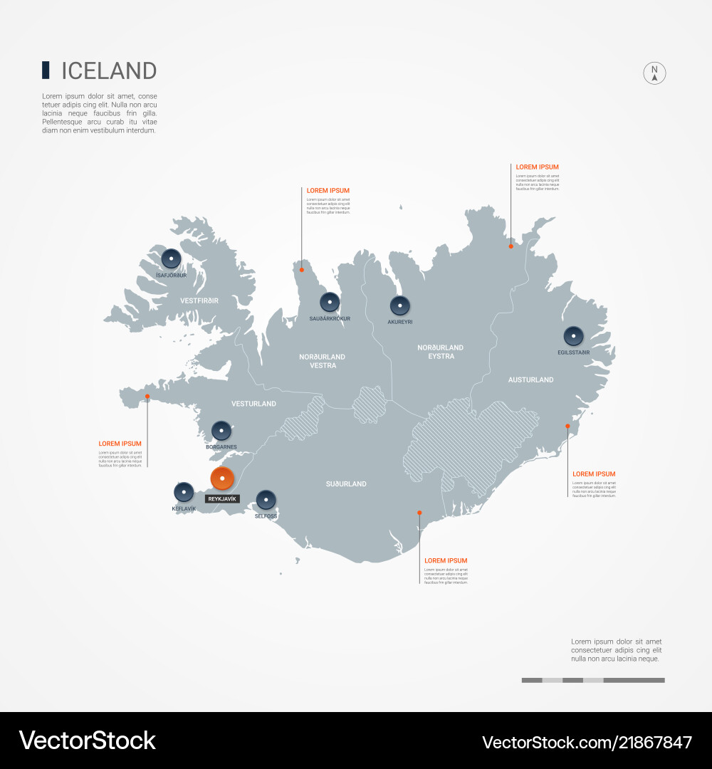 Iceland infographic map Royalty Free Vector Image