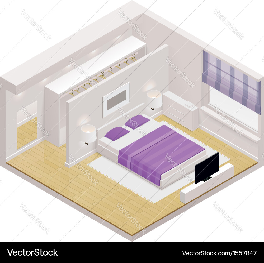 Isometric bedroom icon Royalty Free Vector Image