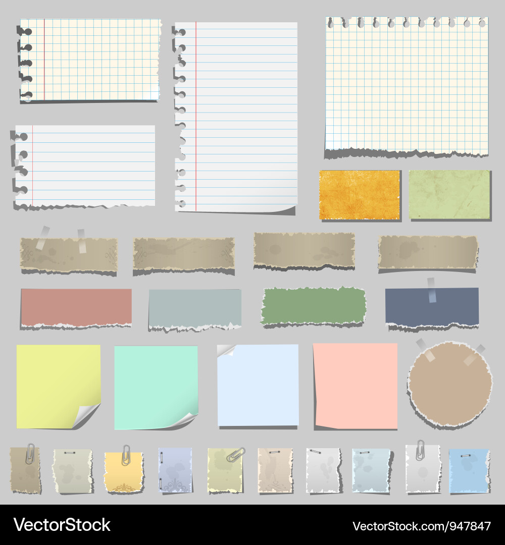 Set of various notes paper Royalty Free Vector Image
