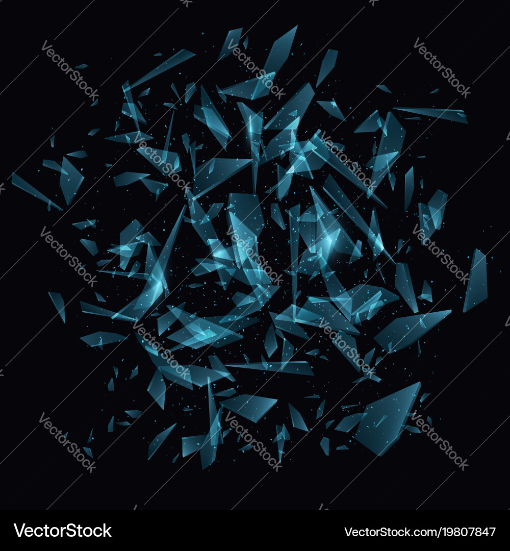 Shards of broken glass abstract explosion Vector Image
