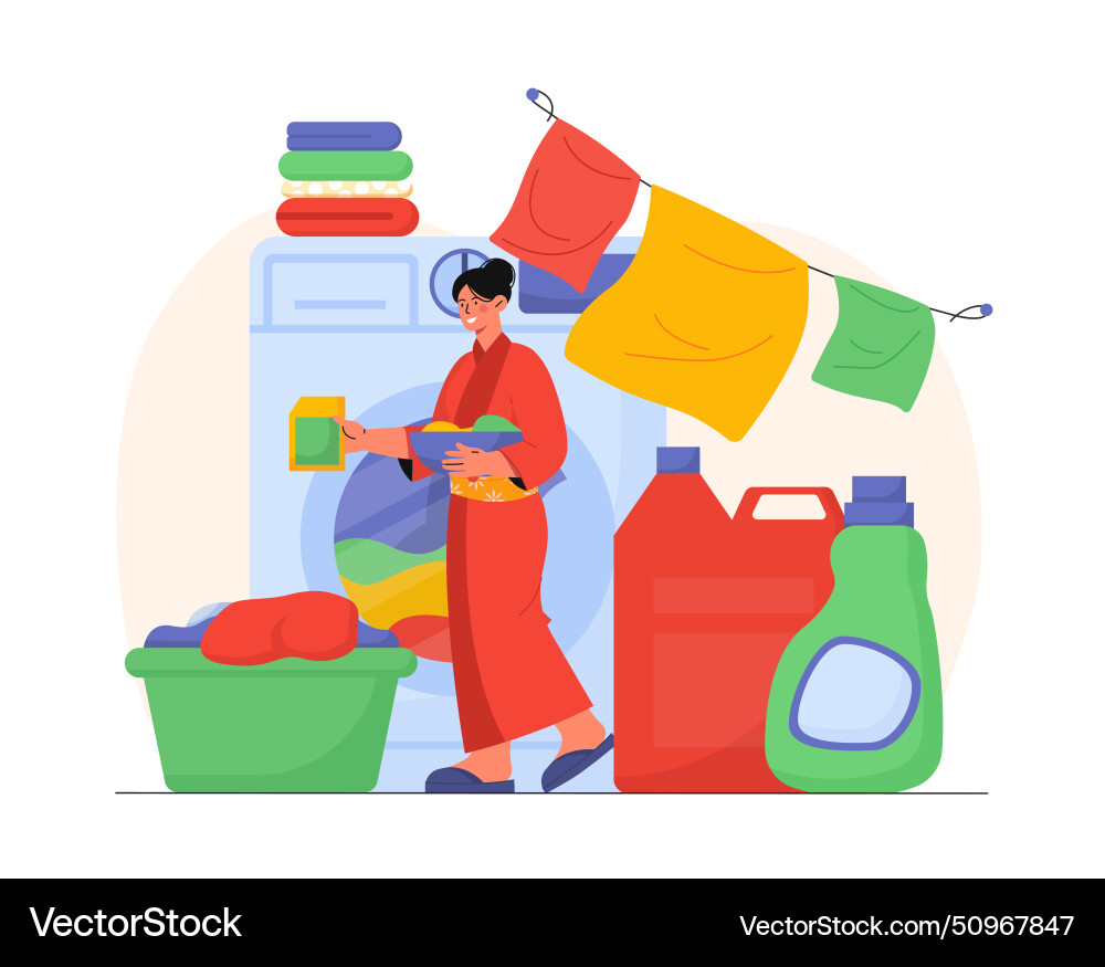 Woman wash clothes Royalty Free Vector Image - VectorStock